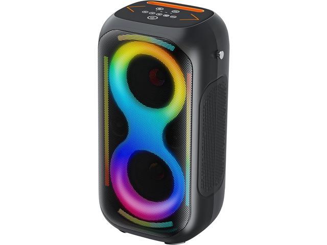 IQ Sound IQ-1955BT 2 x 5 Fusion Glow Portable Bluetooth Speaker - TWS  LED Light Show  FM  USB/AUX/Mic  Rechargeable Battery