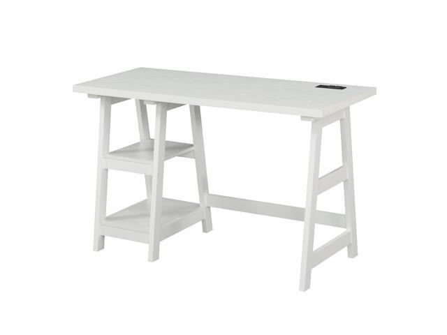 Designs2Go Trestle Desk with Charging Station  White