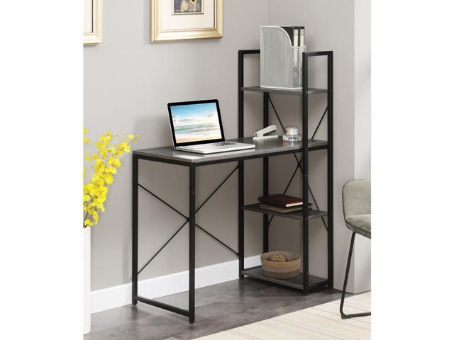 Designs2Go Office Workstation with Shelves  Charcoal Gray/Black