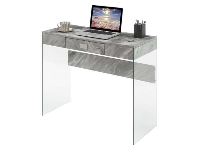 Soho Glass 36 Inch Desk  Gray Marble