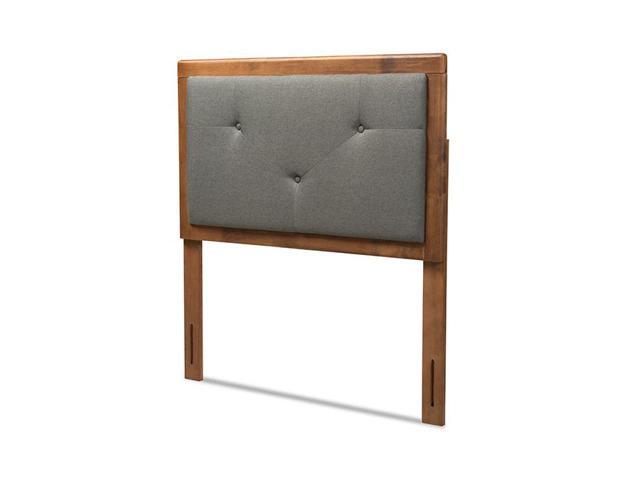 Baxton Studio Abner Modern and Contemporary Transitional Dark Grey Fabric Upholstered and Walnut Brown Finished Wood Twin Size Headboard