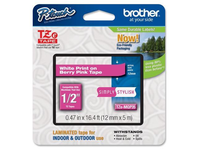 Click here for Brother TZe-MQP35 White on Berry Pink Label Tape prices