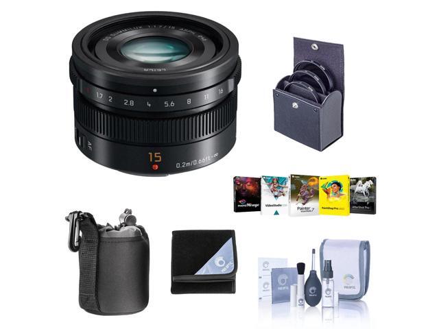 Panasonic Lumix G Leica Dg Summilux 15mm f/1.7 Asph Lens for Micro Four Thirds  Black  Bundle w/Bower 46mm Filter Kit  ProOptic 46mm Filter Kit  Lens