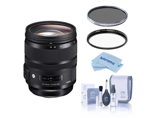 Sigma 24-70mm f/2.8 Dg Os Hsm If Art Lens for Canon Ef  Bundle with Hoya Uv+Cpl Filter Kit  Cleaning Kit  Cleaning Cloth - Black