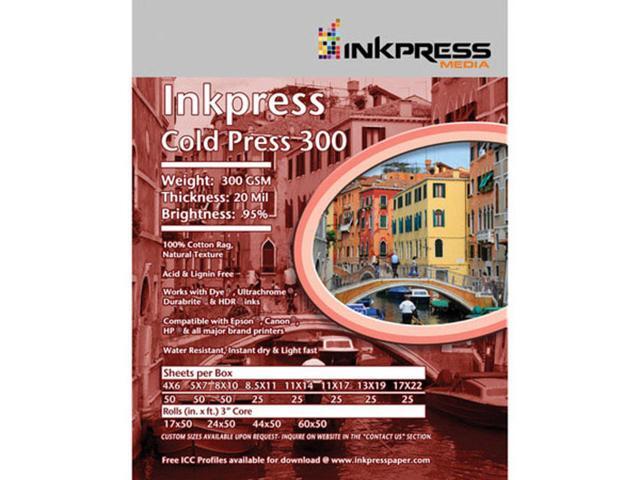 Click here for Inkpress Cold Press 300 Photo Paper  20 Mil  300 G... prices