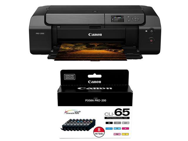 Canon PIXMA PRO-200S 13 Wireless Professional Inkjet Photo Printer with CLI-65 Eight Color Ink Tank Value Pack for PIXMA Pro-200 Printer
