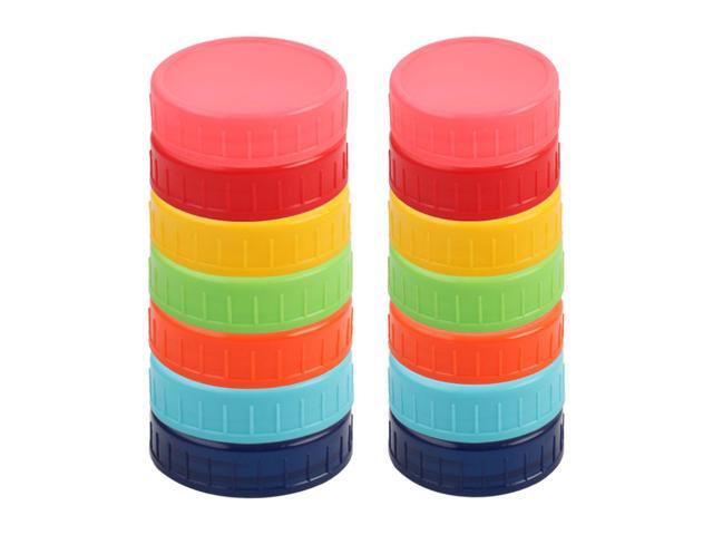 Click here for 14 Pack Assorted Color Plastic Mouth Mason Jar Lid... prices