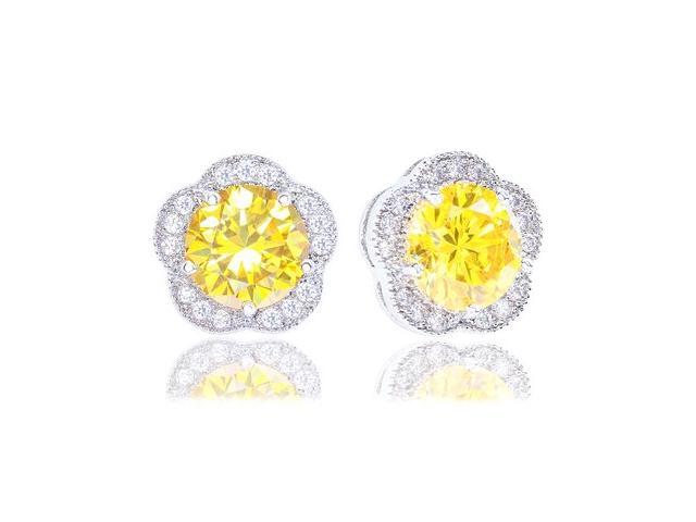 Click here for 18k Gold Plated Cubic Zirconia Flower Halo Stud Ea... prices