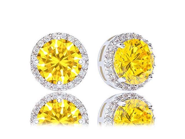 Click here for 18k Gold Plated Cubic Zirconia Round Halo Stud Ear... prices