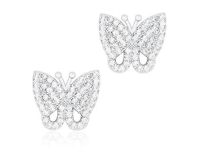 Click here for 18k White Gold Plated Cubic Zirconia Butterfly Stu... prices