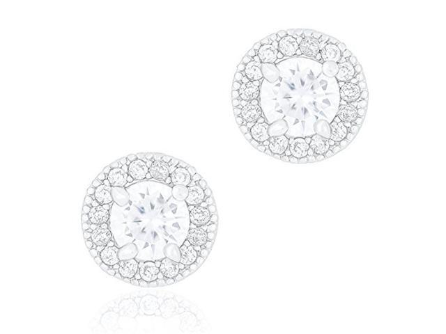 Click here for 18k White Gold Plated Cubic Zirconia Round Halo St... prices