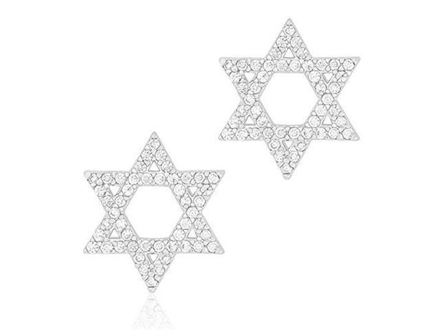 Click here for 18k White Gold Plated Cubic Zirconia Hexagram Stud... prices