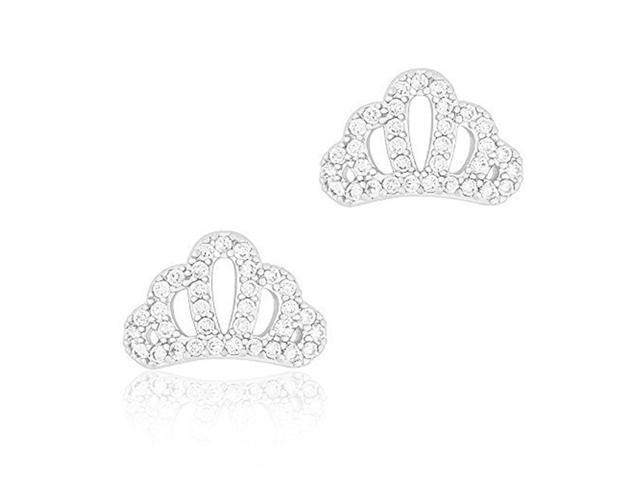 Click here for 18k White Gold Plated Cubic Zirconia Crown Stud Ea... prices