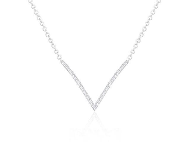 Click here for 18k White Gold Plated Cubic Zirconia V Shape Penda... prices