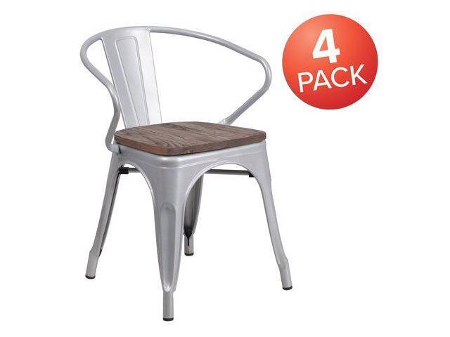 Click here for FLASH FURNITURE 4-CH-31270-SIL-WD-GG Silver Metal... prices