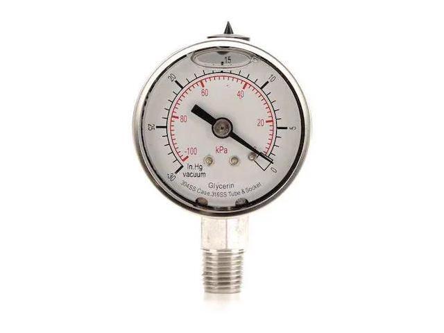 Click here for ZORO SELECT 4CFF4 Vacuum Gauge Liquid Filled 2 In prices
