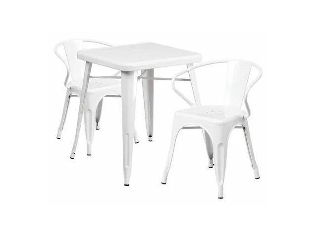 Click here for 23.75 Square White Metal Indoor-Outdoor Table Set... prices