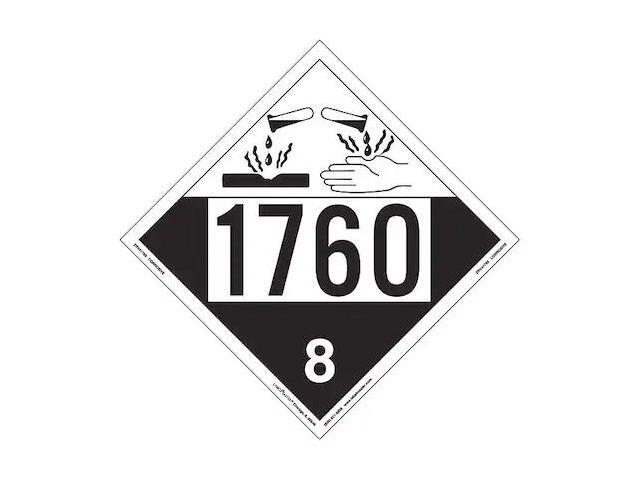 Click here for LABELMASTER ZRV41760 Corrosive Placard UN 1760 PK2... prices