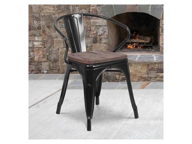 Click here for FLASH FURNITURE 4-CH-31270-BK-WD-GG Black Metal Ch... prices