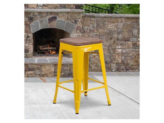 Click here for FLASH FURNITURE 4-CH-31320-24-YL-WD-GG Yellow Meta... prices