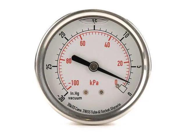 Click here for ZORO SELECT 4CFR2 Vacuum Gauge Liquid Filled 2-1/2... prices