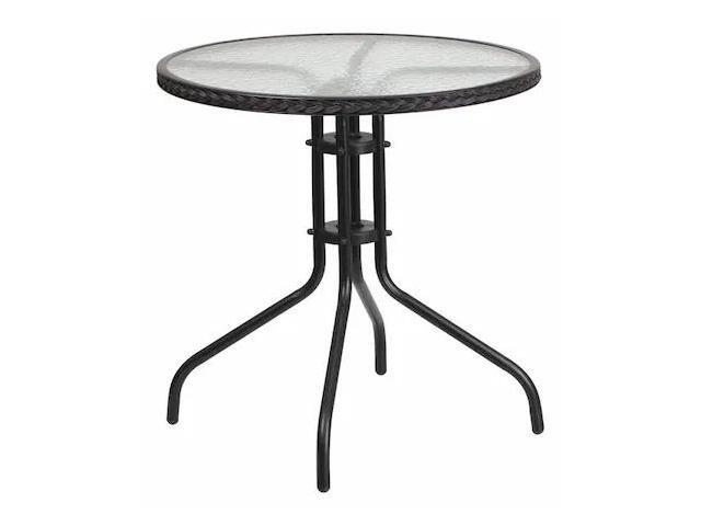Click here for 28 Round Tempered Glass Metal Table with Black Rat... prices