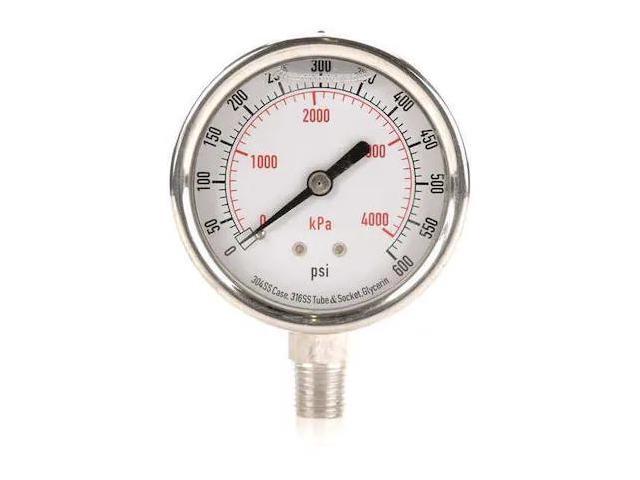 Click here for ZORO SELECT 4CFH9 Pressure Gauge Liquid Filled 2-1... prices