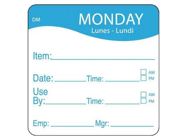 Click here for DAYMARK 1100531 Day Label Monday 2-5/9 In. W PK250 prices