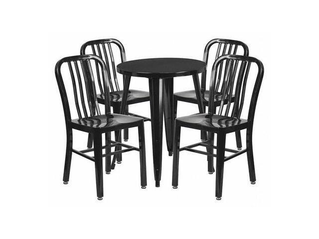 Click here for 24 Round Black Metal Indoor-Outdoor Table Set with... prices
