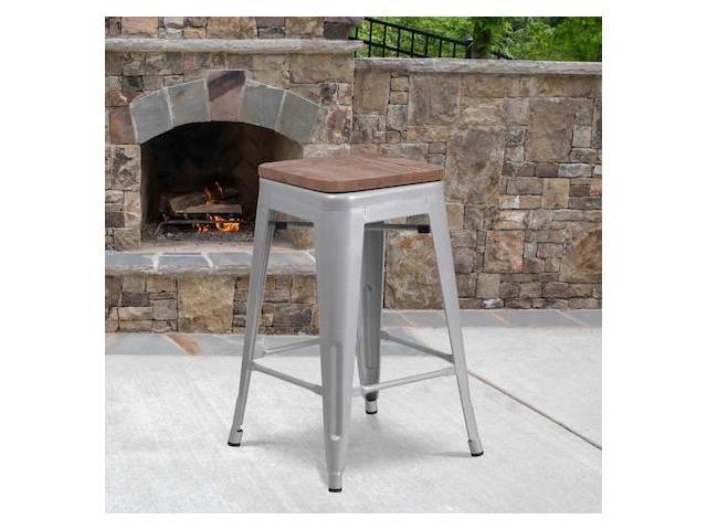 Click here for FLASH FURNITURE 4-CH-31320-24-SIL-WD-GG Silver Met... prices