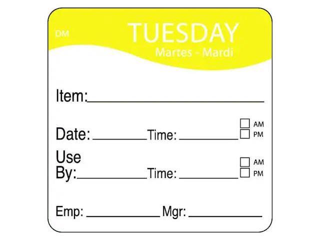 Click here for DAYMARK 1100532 Day Label Tuesday 2-5/9 In. W PK25... prices