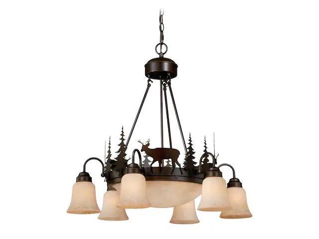 Click here for VAXCEL CH55406BBZ Bryce 9 Light Bronze Rustic Deer... prices