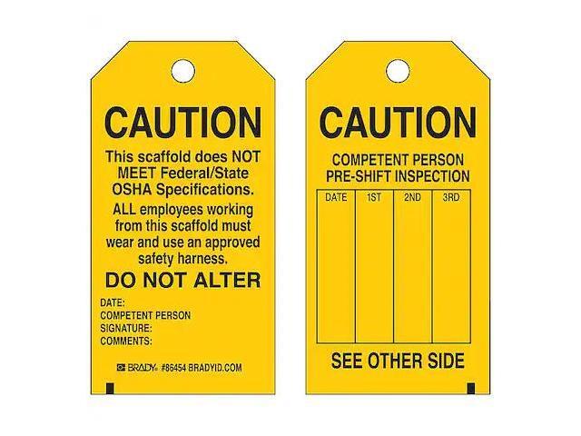 Click here for BRADY 86454 Caut Tag 5-3/4 x 3 In Bk/Yel Met PK10 prices
