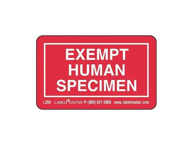 Click here for LABELMASTER L358 Exempt Specimen Label Human PK100... prices
