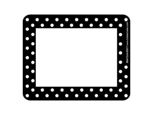 Click here for BARKER CREEK 1505 Black & White Dots Name Tags/Sel... prices