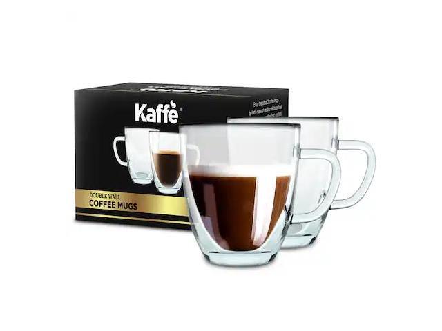 Click here for KAFFE KF4042 16oz Glass Coffee Mugs. Large Double-... prices