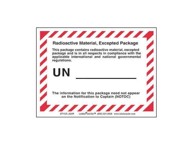 Click here for LABELMASTER L335RS Radioactive Material Excepted P... prices