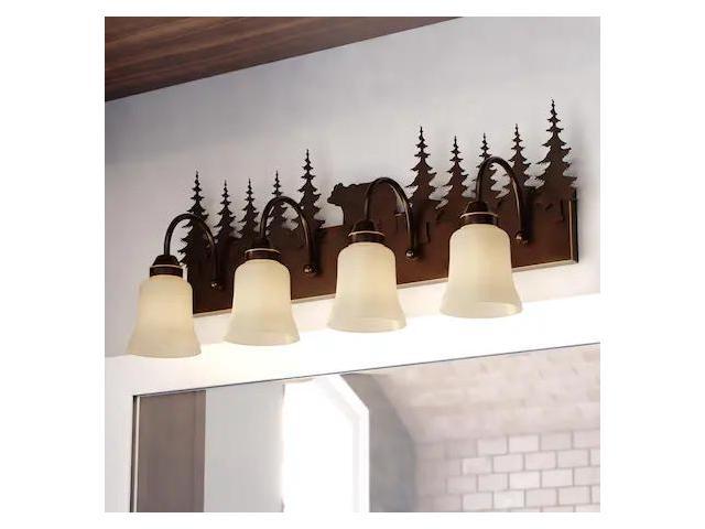 Click here for Bozeman 4 Light Bronze Rustic Bear Bathroom Vanity... prices