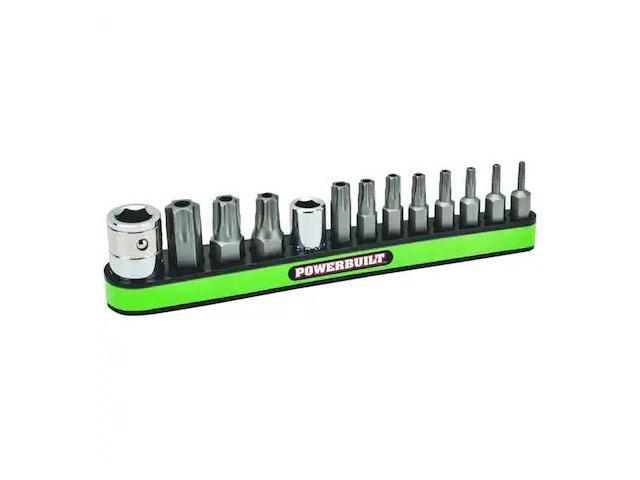 Powerbuilt 13 Piece Tamper-Proof Torx Bit and Socket Adapter Set - Green