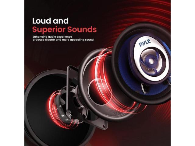 Pyle 4 x 10 Three-Way Triaxial Speaker System  300 Watt  Blue - Black