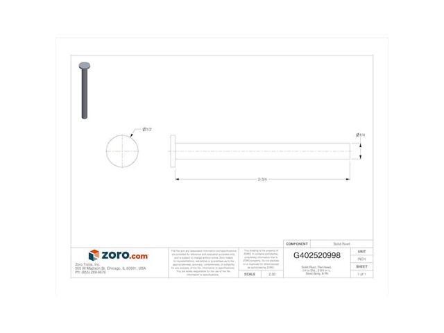 Click here for MIDWEST FASTENER 930673 Solid Rivet  Flat Head  1/... prices