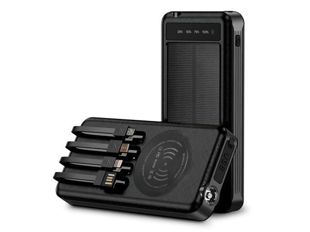 Alpha Digital Outdoor Power Bank- 10 000mAh with Solar Panel & Wireless Charging - Black