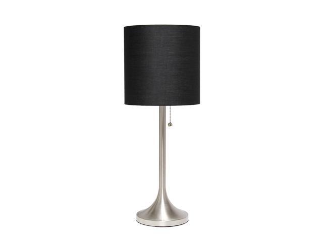 Simple Designs Brushed Tapered Table Lamp w/Fabric Drum Shade