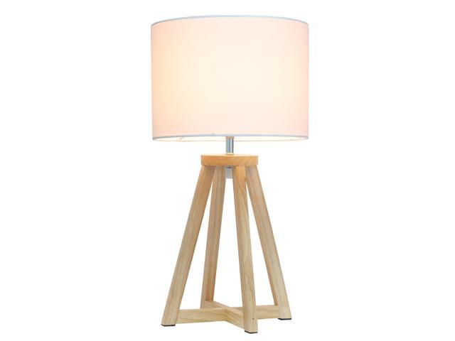 Simple Designs Interlock Triangular Wood Fabric Shade Table Lamp