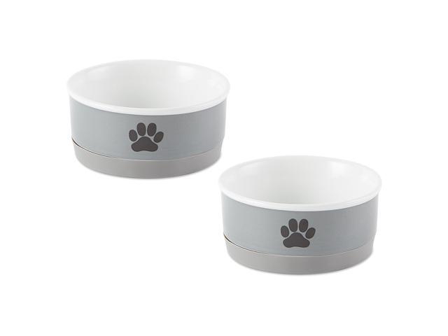 Click here for DII Pet Bowl Black Paw Print Gray Small 4.25dx2h (... prices