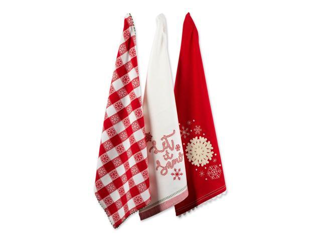 Design Imports Santa Chef Clause Kitchen  Let It Snow Dishtowel  Set of 3 - Multicolor