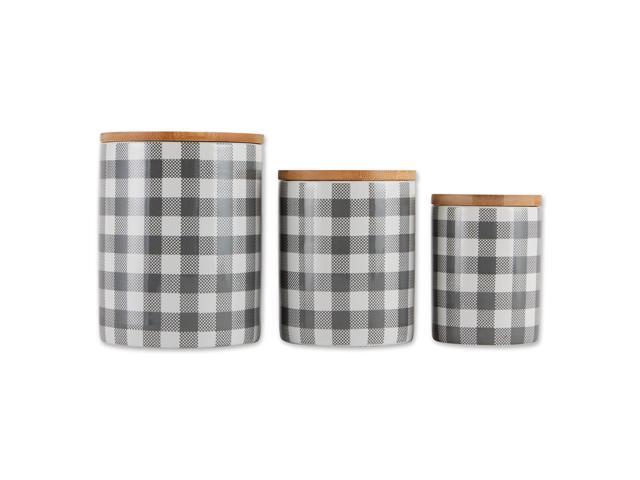 Click here for DII Gray & White Buffalo Check Ceramic Canister (S... prices