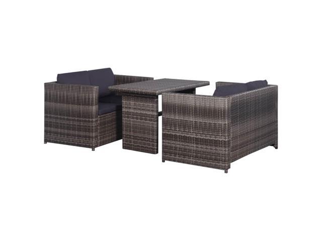 Click here for vidaXL 3 Piece Bistro Set Poly with Cushions Ratta... prices