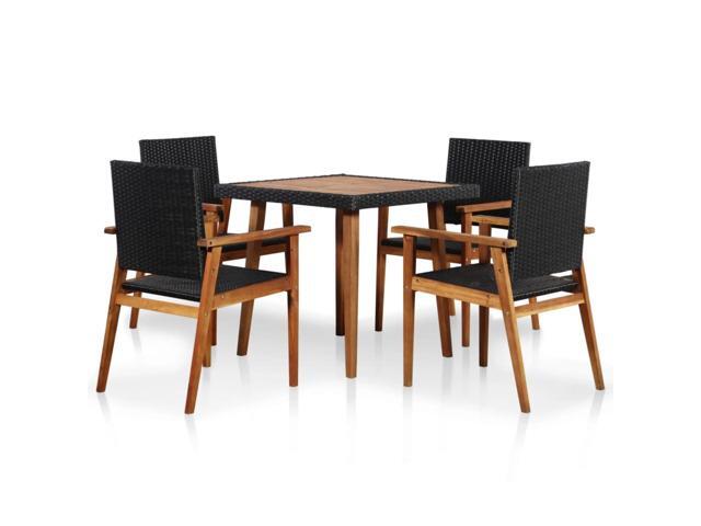 Click here for vidaXL 5 Piece Outdoor Dining Set Poly Rattan Blac... prices