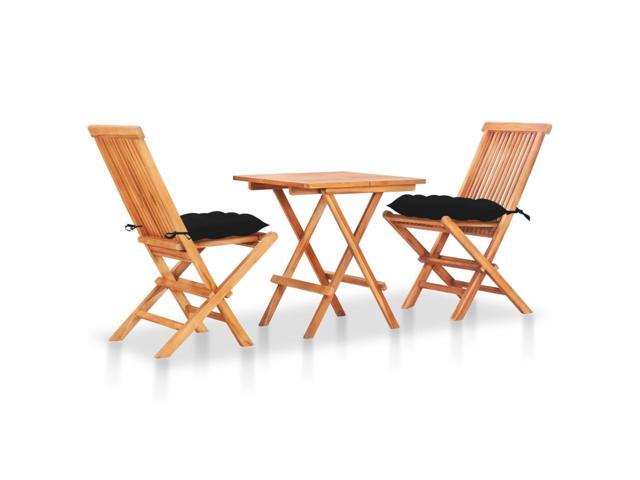Click here for vidaXL 3 Piece Bistro Set with Black Cushions Soli... prices